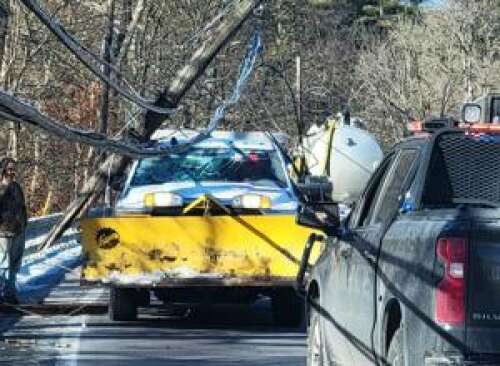 Truck snags fallen wire, bring pole down – Times News Online